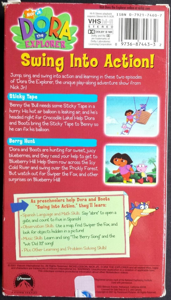 WATCH 📺 DORA THE EXPLORER Swing Into Action Sticky Tape Nick Jr. 2001 VHS 97368744332| eBay