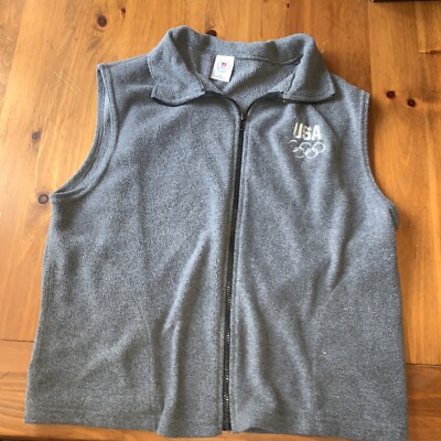 United States Olympic Committee Gray Full Zip Polyester Fleece Vest USA ...