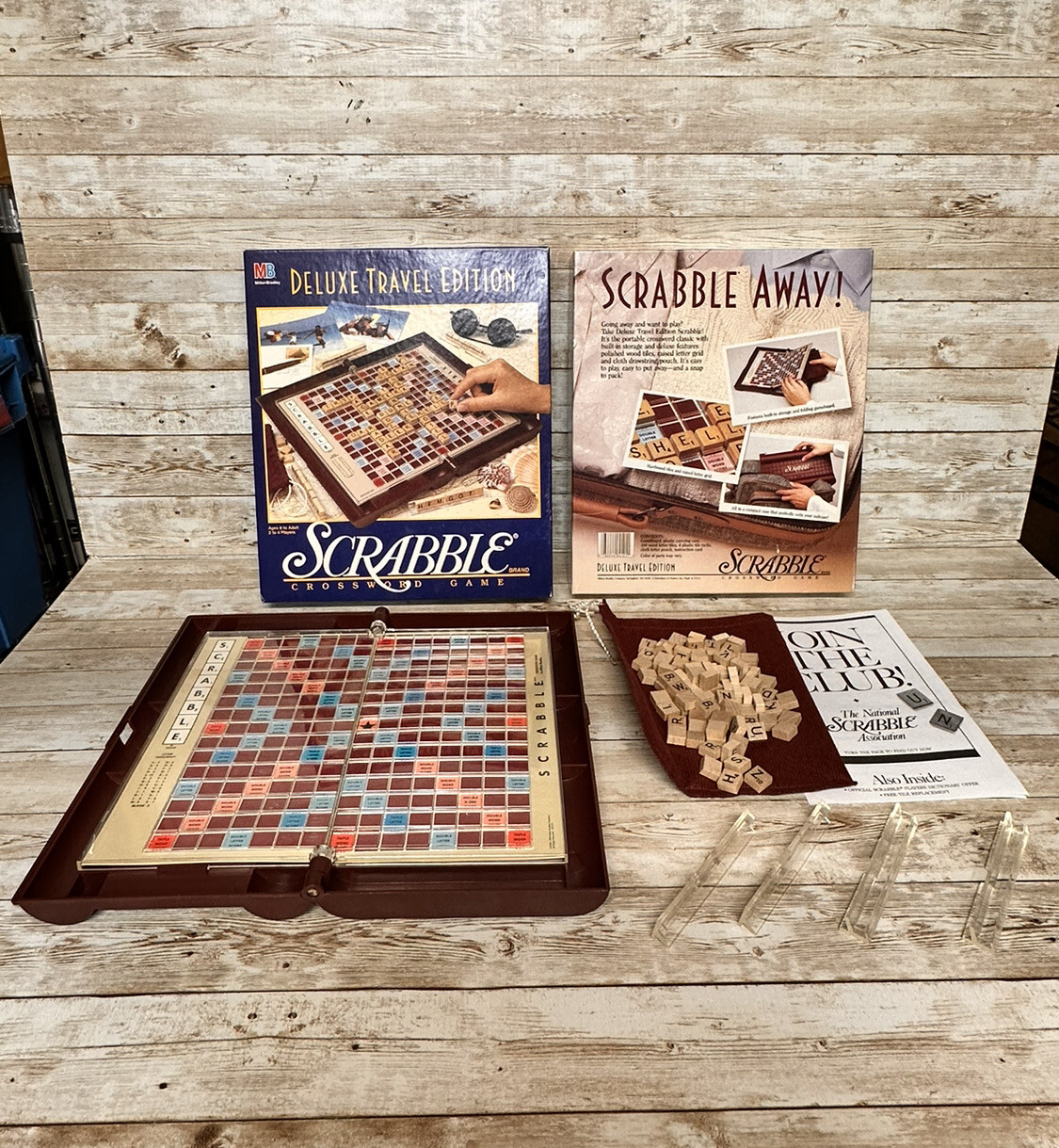 SCRABBLE ~ 1991 Deluxe Travel Edition ~ Mini Wood Tiles ~ | eBay