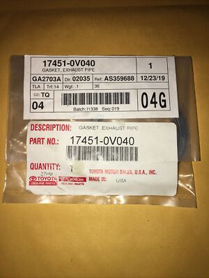 GENUINE TOYOTA EXHAUST PIPE GASKET 17451-20010 CAMRY RAV4 AVALON | eBay