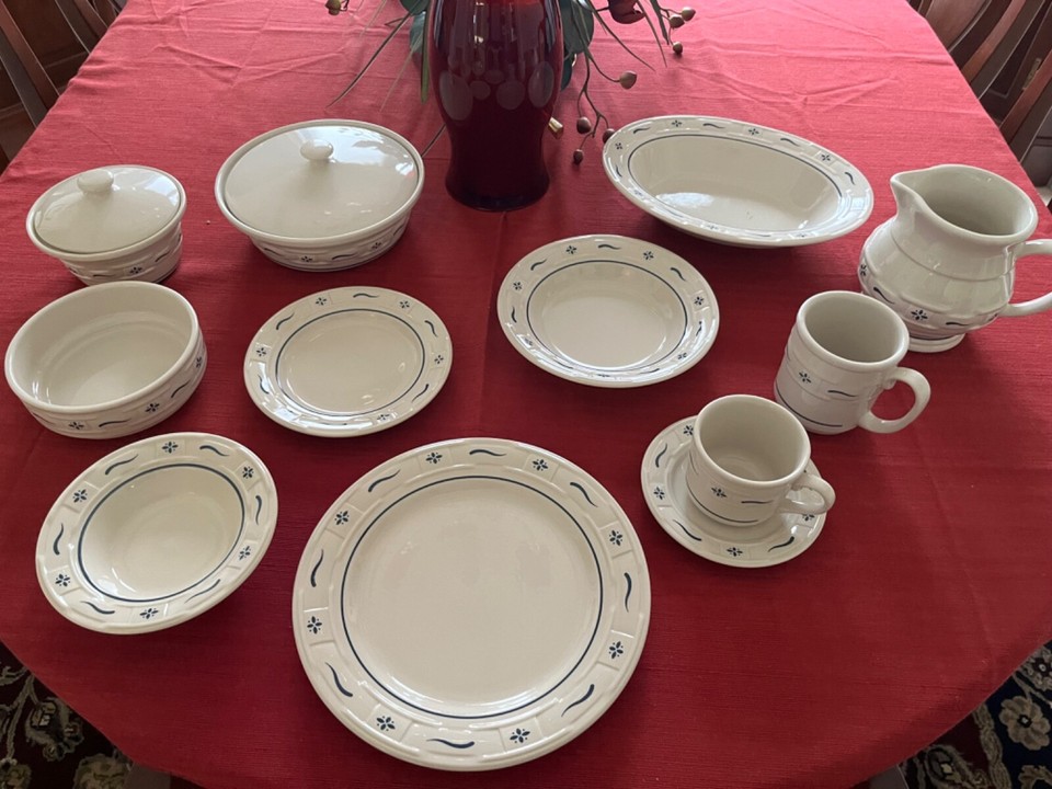 Longaberger Pottery Woven Traditions Classic Blue Dinner Plate 10.125 ...