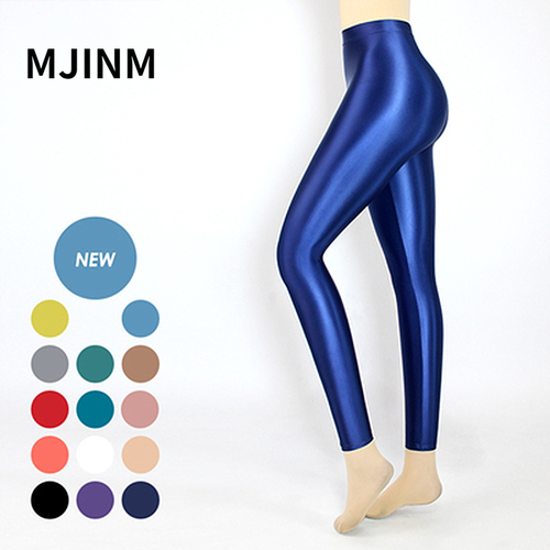 MJINM Women Men Oil Shiny Glossy Leggings Opaque Sports Yoga Slim Pants ...