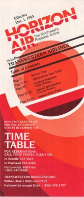 Horizon Air timetable 1983/12/01 | eBay