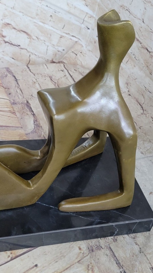 BRONZE AFTER HENRY MOORE SCULPTURE MODERN ABSTRACT SLEEPING WOMAN ...