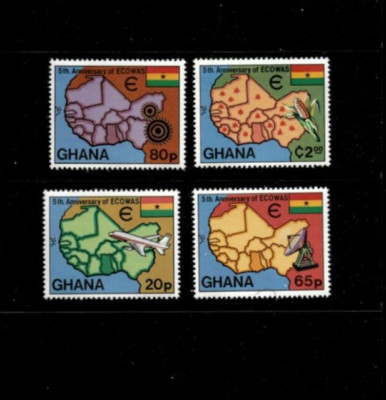 Ghana 1980 - ECOWAS, Maps - Set of 4 Stamps - Scott #728-31 - MNH | eBay