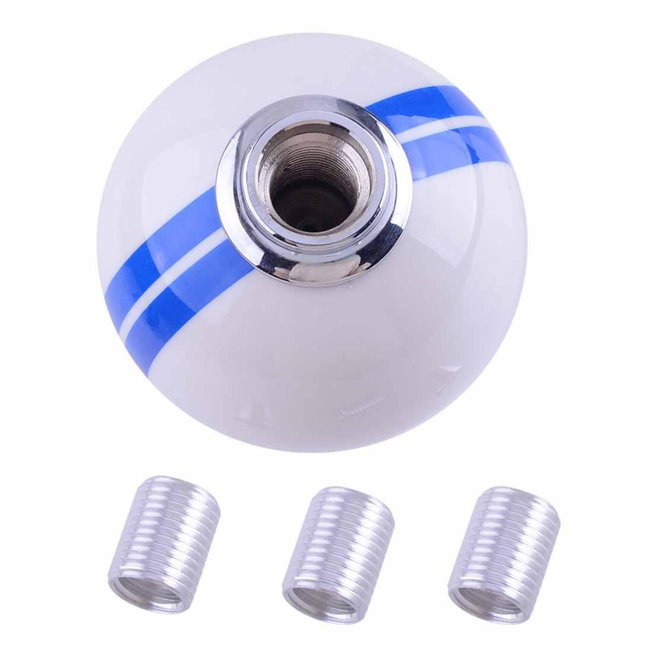White & Blue 5 Speed Round Manual Gear Shift Knob Ball Shifter Lever ...