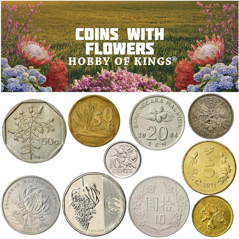50 Different Coins with Flowers | Jasmine, Rose, Lotus, Hibiscus, And ...