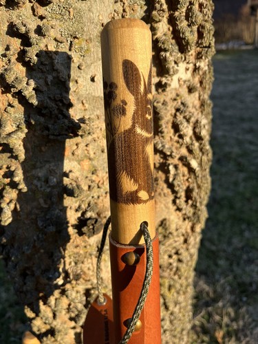 Bunny Rabbit Natural Earth Tones Poplar Wood Walking Stick Hiking Staff ...