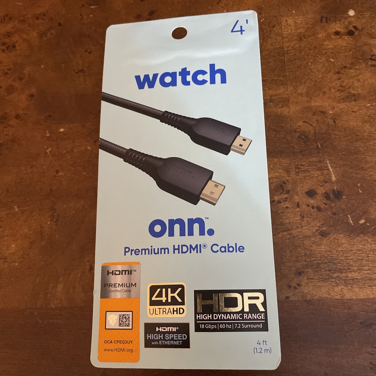 onn. Premium HDMI Cable 4ft - 4k UltraHD - Brand New Sealed Ships ...