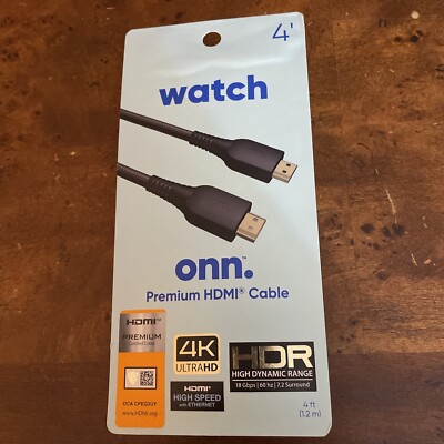 onn. Premium HDMI Cable 4ft - 4k UltraHD - Brand New Sealed Ships ...
