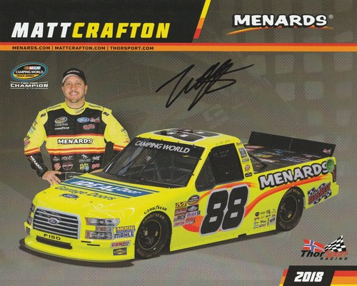 2018 MATT CRAFTON signed NASCAR HERO PHOTO CARD POSTCARD MENARDS FORD ...