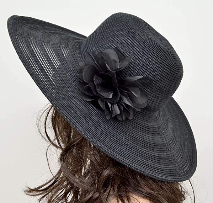 Nine West Packable Adjustable Super Floppy Spring Church Hat Flower ...