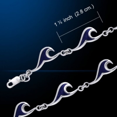 Surf Wave Link Bracelet 925 Sterling Silver Beach Ocean Surfing Surfer ...