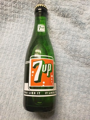 Vintage 7-Up Green Glass Beverages Soda Pop Bottle 7 fl. oz.-Unopened ...