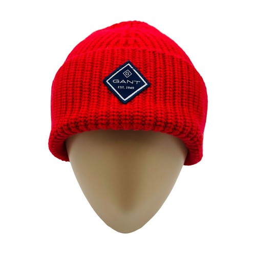 GANT Red Cotton Wool Blend Knit Beanie Hat One Size | eBay Australia