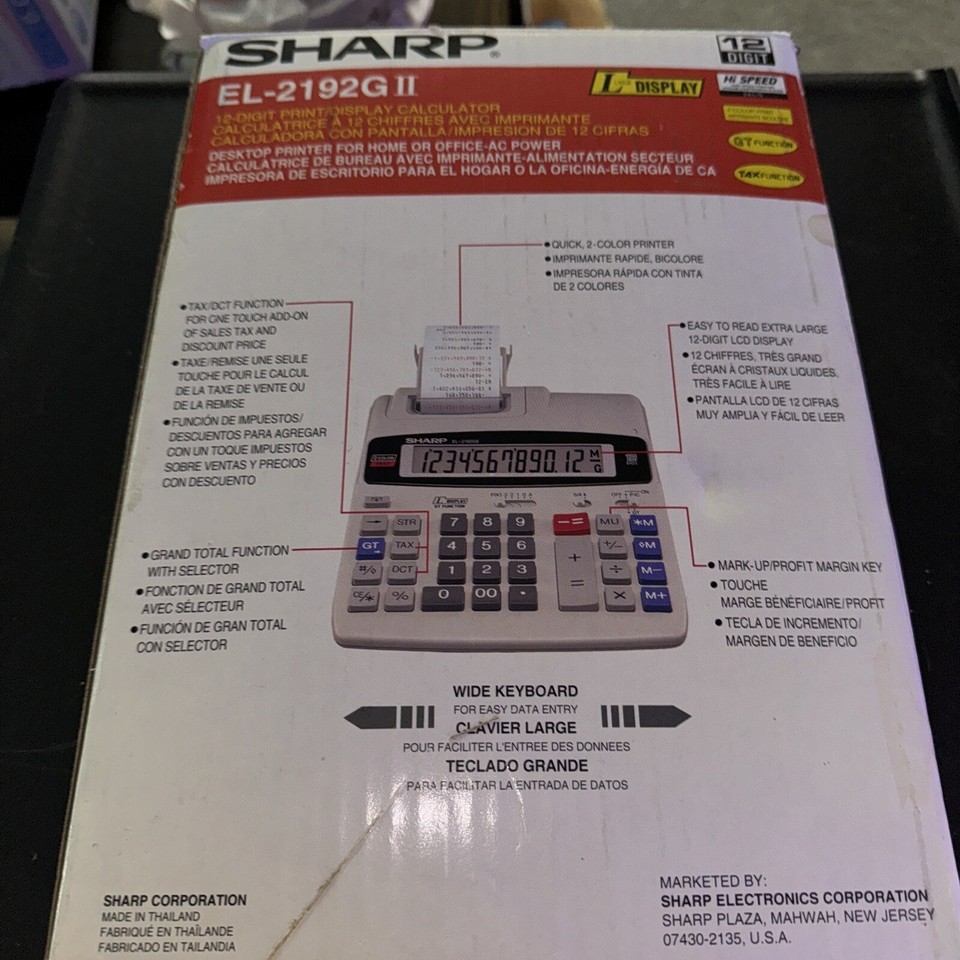 Sharp Portable EL-219G II 12-Digit 2-Color Serial Printing Calculator ...