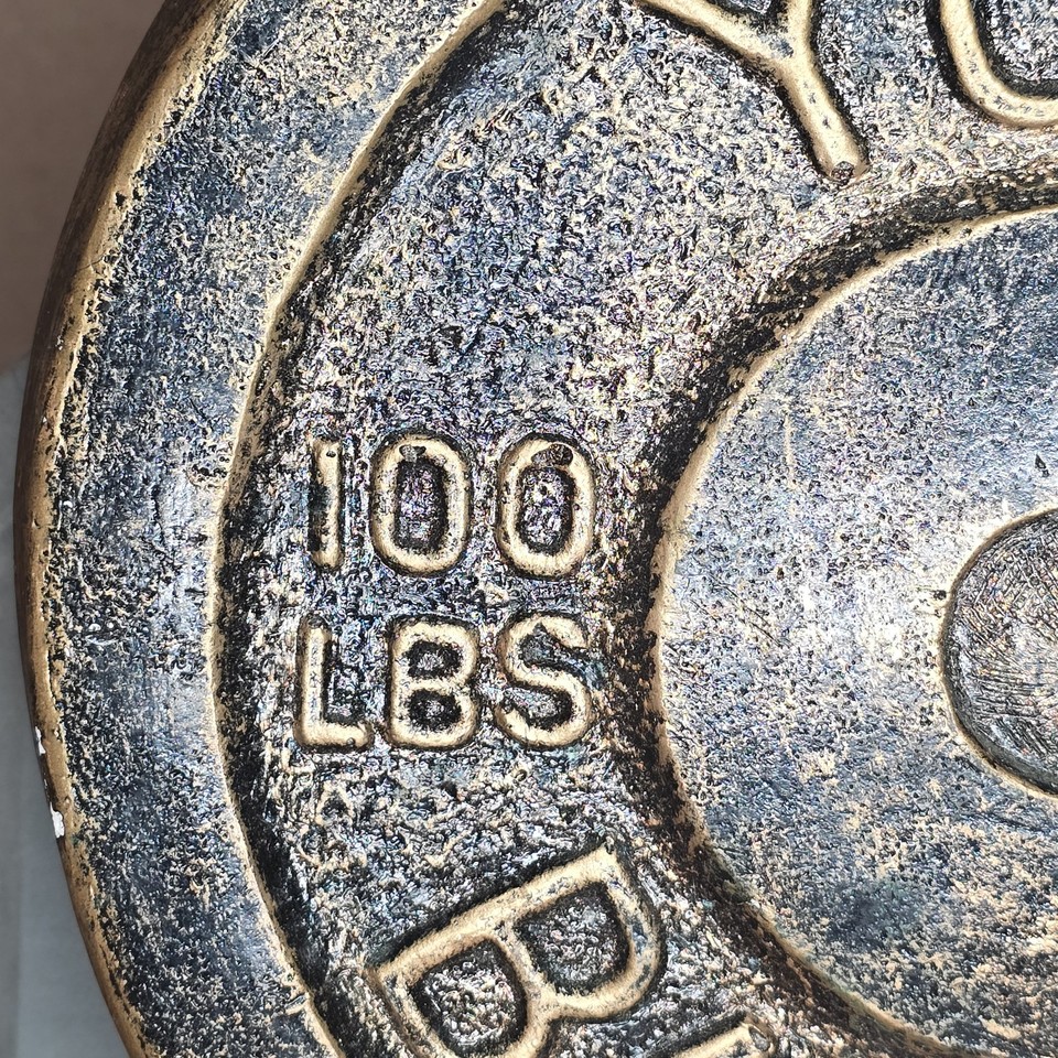 Vintage York 100lb Barbell Plate Trophy Statue-gym,home,office display ...