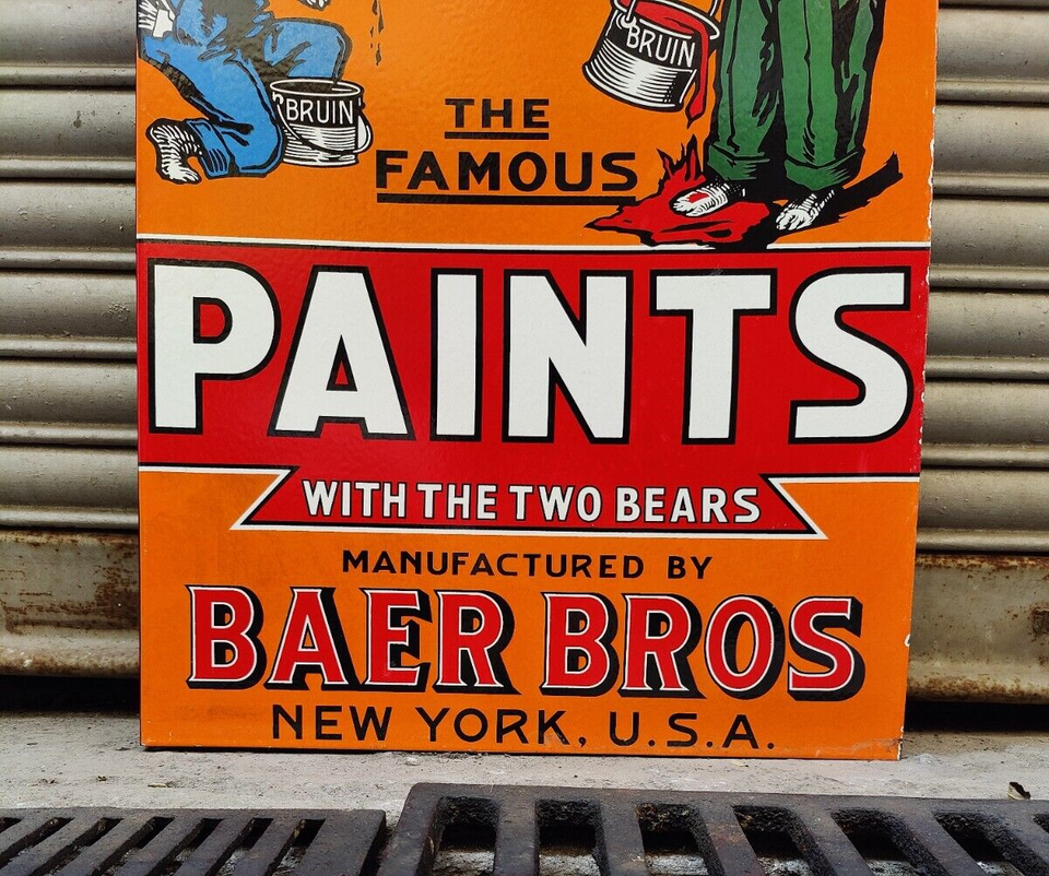 Vintage, heavy and rare Baer Bros Paints sign - Double sided with ...