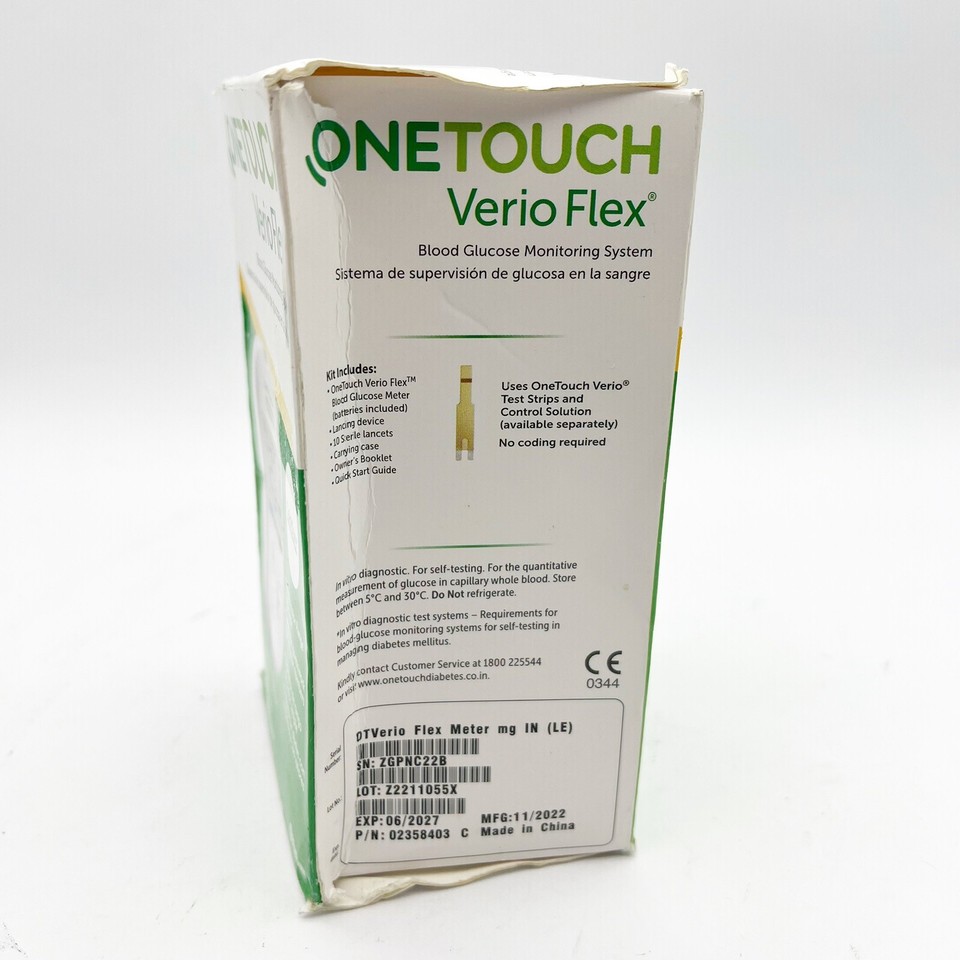 OneTouch Verio Flex Blood Glucose Monitoring System 1 Kit Exp 6/27 ...