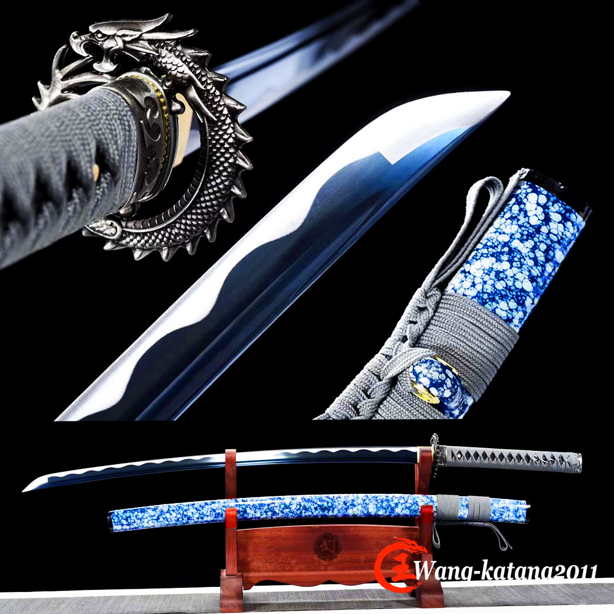 40"New Blue Sharp Long Sword High Carbon Steel Full Tang Japanese ...