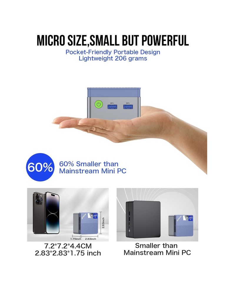 GMKtec Mini PC N97 Preinstalled Windows 11 Pro, G5 Micro Desktop ...