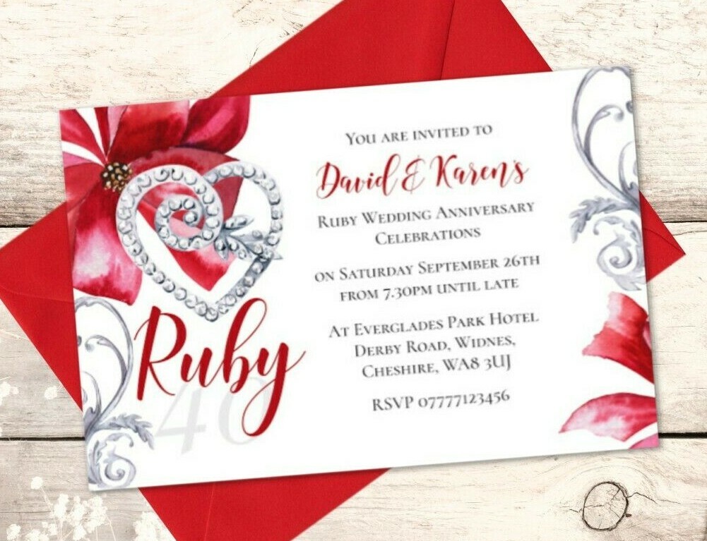 40th Wedding Invitations Happiest Anniversary | Wedding Anniversary