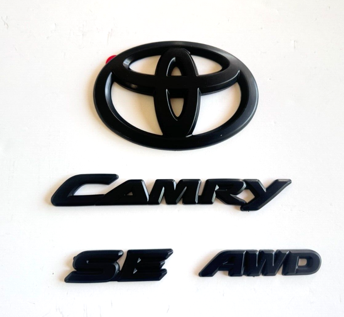 4PS 2015-2017 TOYOTA CAMRY SE AWD Matte Black EMBLEM OVERLAY KIT 75442 ...