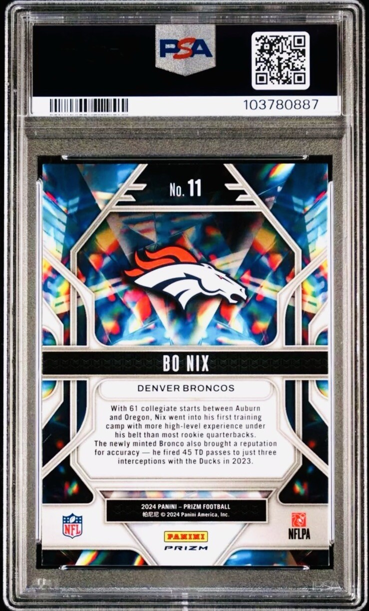 2024 PANINI PRIZM BO NIX PRIZMATIC GREEN PRIZM RC PSA GEM MINT 10 NON ...