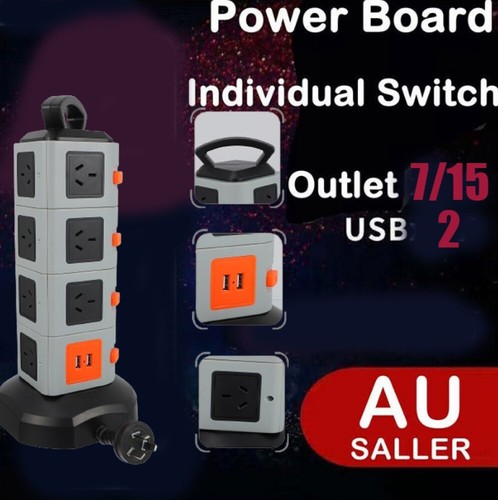 Power Board 7/15 Way Outlets 2 Usb Charging Charger Ports Surge ...