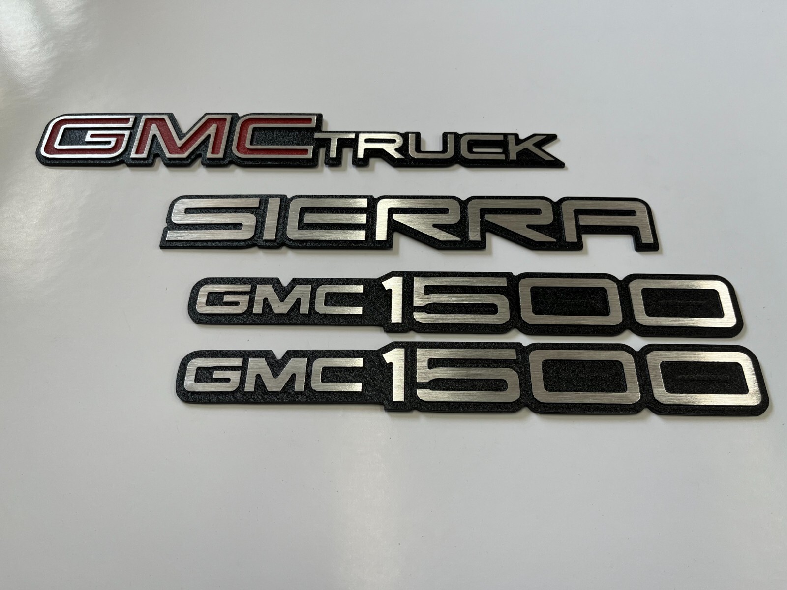 88-98 OBS SIERRA GMC 1500 Emblems x4 cnc billet C10 Badges Chevy GMT400 ...