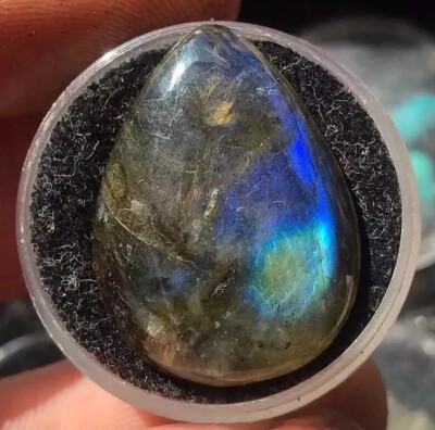 Labradorite Cabochon, 26mm, Beautiful Flash Green Gold And Blue Pear ...