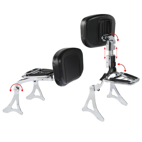 Adjustable Driver Passenger Backrest Fit For Harley Touring models 14 ...