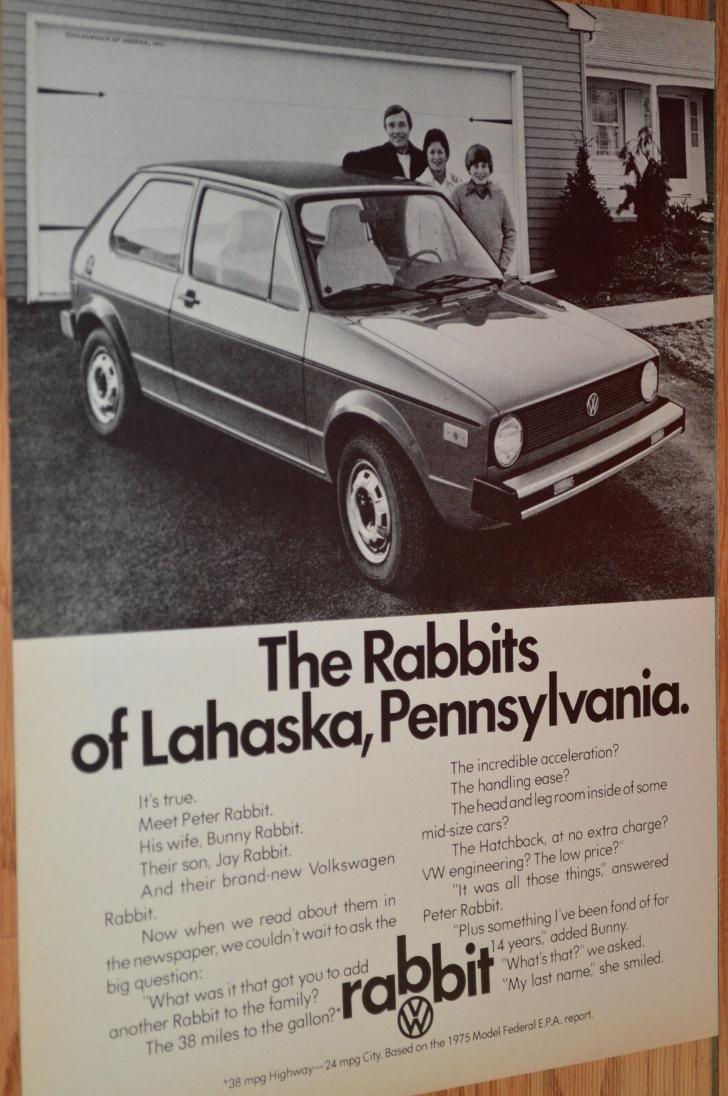 1975 VW RABBIT ORIGINAL ADVERTISEMENT AD PRINT 75 VOLKSWAGEN | eBay