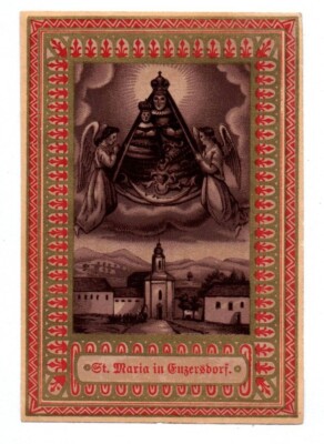 Altes Heiligenbild St Maria in Enzersdorf um 1890 Glanzbild holy card ...