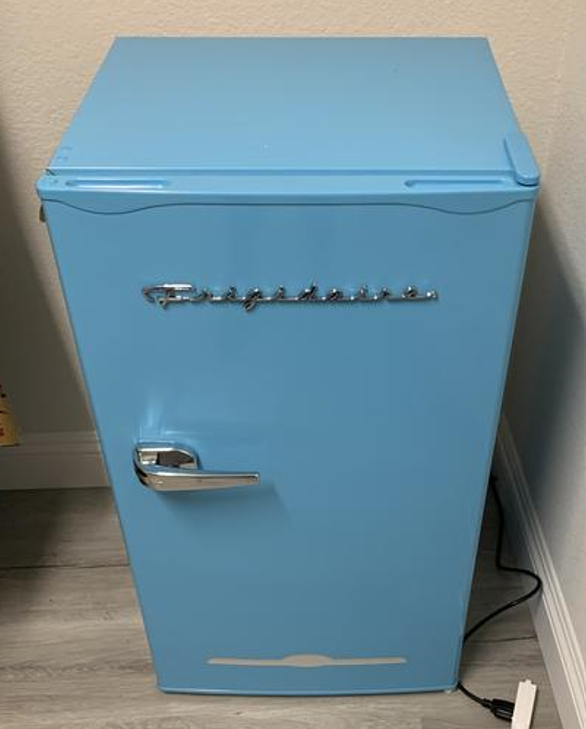 Retro Blue Mini Fridge Freezer Small Compact Countertop Dorm Room ...