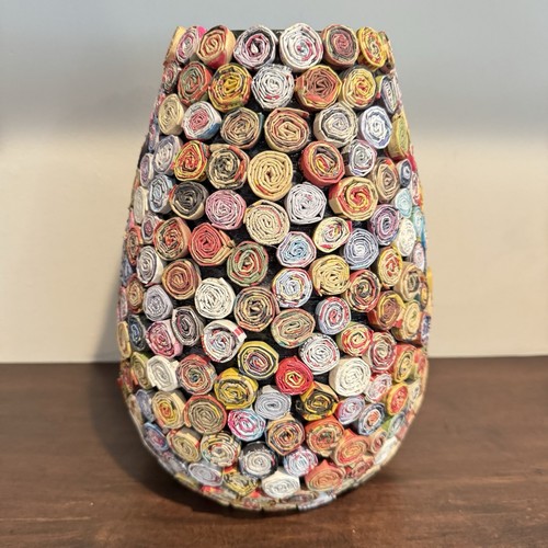 Coiled Recycled Paper Tramp Art Decorative Vase Origami 11" made in ...