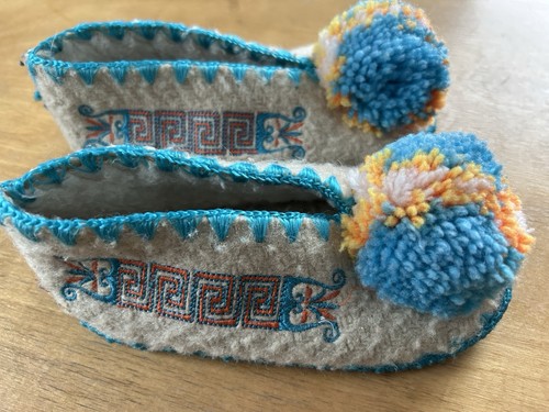 Minas LP Traditional Greek Woollen Slippers Leather Sole Hand Made Us9 ...