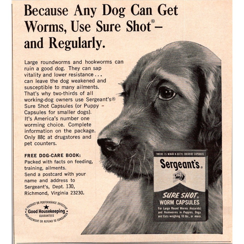 Good Housekeeping Sergeant's Sure Shot Worm Capsules Richmond VA 1966 ...
