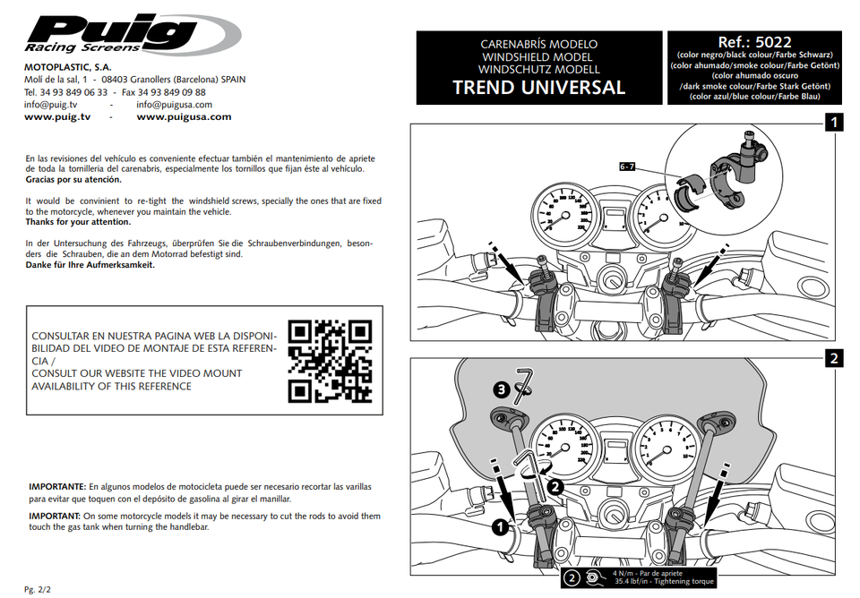 Puig Stream Screen Windshield Deflector Light Smoke Husqvarna Nuda 900 ...