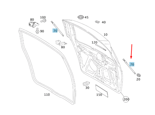 MERCEDES-BENZ A W169 Rear End Door Gas Operated Spring A1697400045 for ...