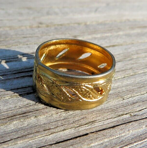 Nos Vintage 1970s Golden Endless Leaf Love Infinity Band Finger Pinky ...