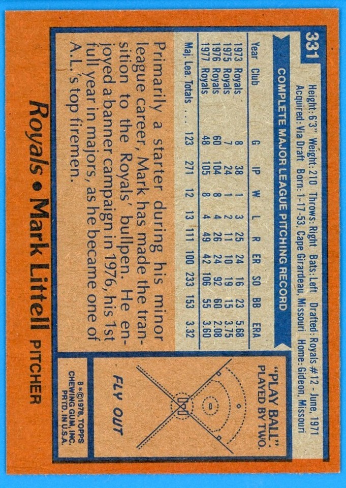 1978 Topps Baseball #331 Mark Littell NM | eBay