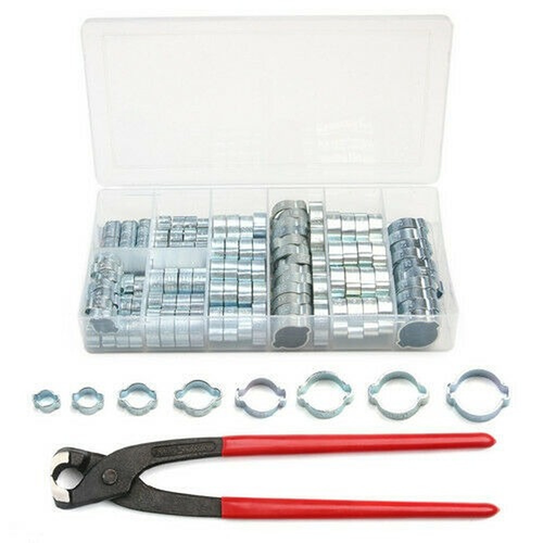 150X Double Ear Clamp O Clips Kit Crimp Air Silicone Petrol Water Fuel ...