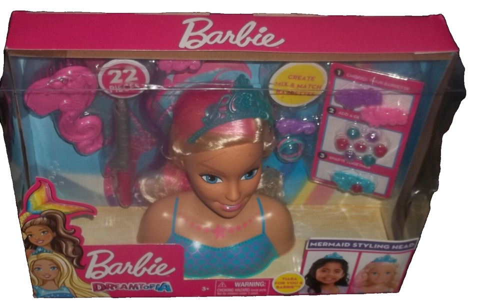BARBIE DREAMTOPIA MERMAID STYLING HEAD W/ 22 PIECES+ TIARA FOR YOU ...