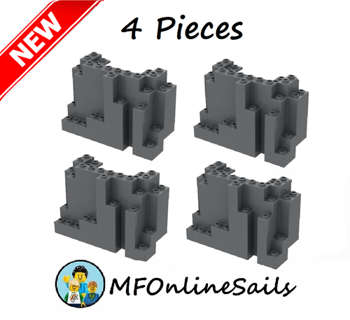 🏔 4 NEW LEGO BURP PIECES - Dark Bluish Gray Mountain Bottom 4x10x6 rock ...