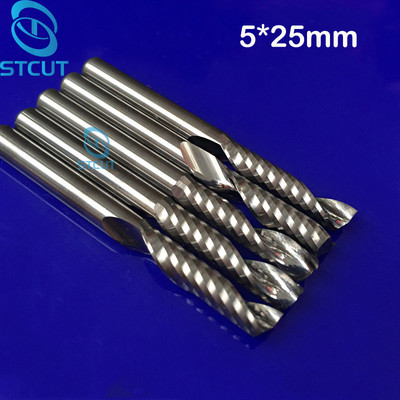 5pcs Carbide Endmill Single Flute Spiral CNC Router Milling Cutter Bits ...