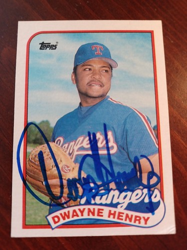 DWAYNE HENRY 1989 Topps # 496 autographed signed baseball card RANGERS ...
