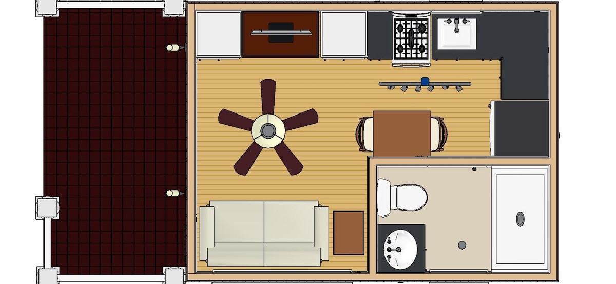 12x16 Small Cabin Plans Interior 12×16 Cabin With 6′ Porch