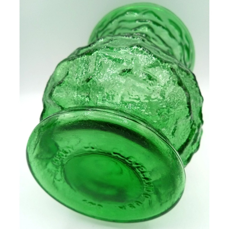 Brody Co Flower Vase Emerald Green Crinkle Glass Vintage 8 Inch ...