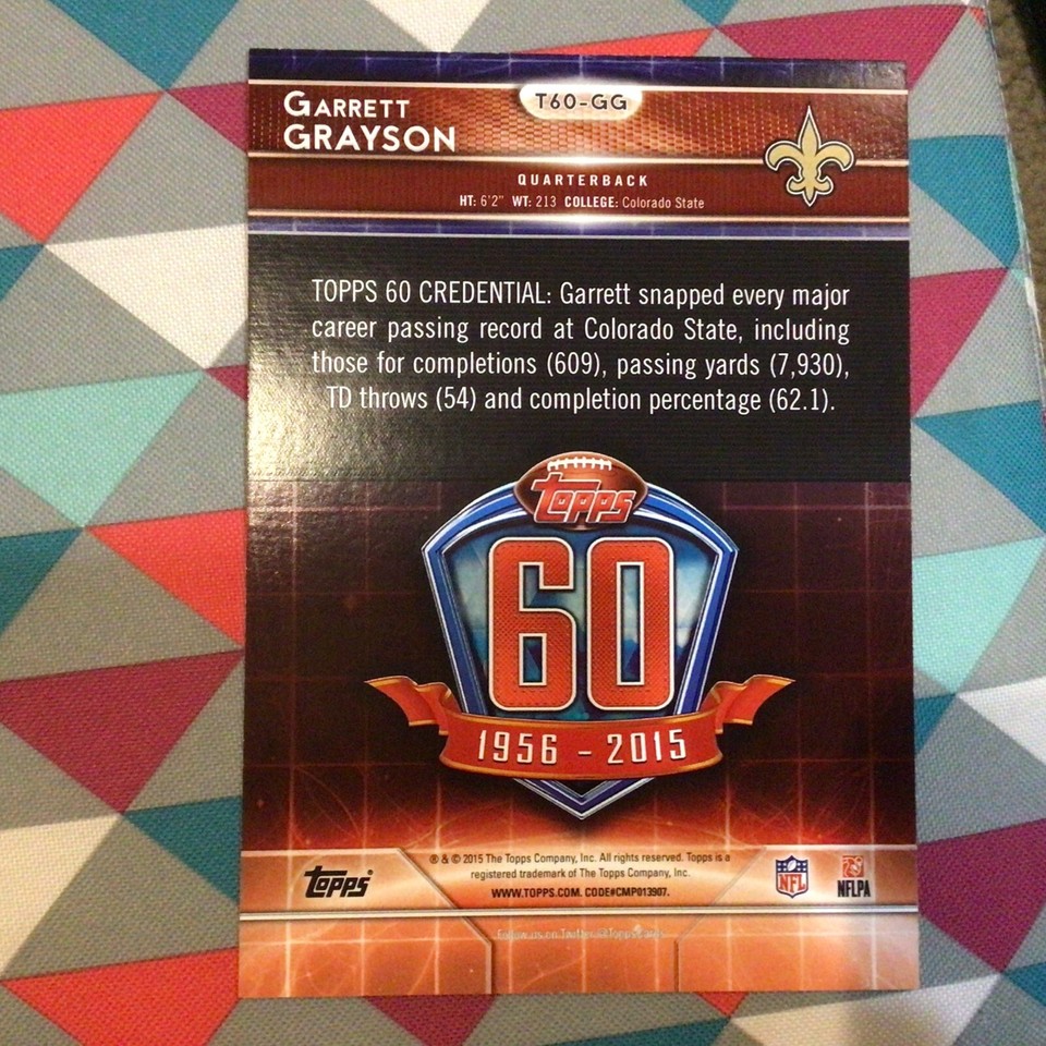 GARRETT GRAYSON Saints RC 09/99 made 5x7 2015 Topps 60th Anniversary ...